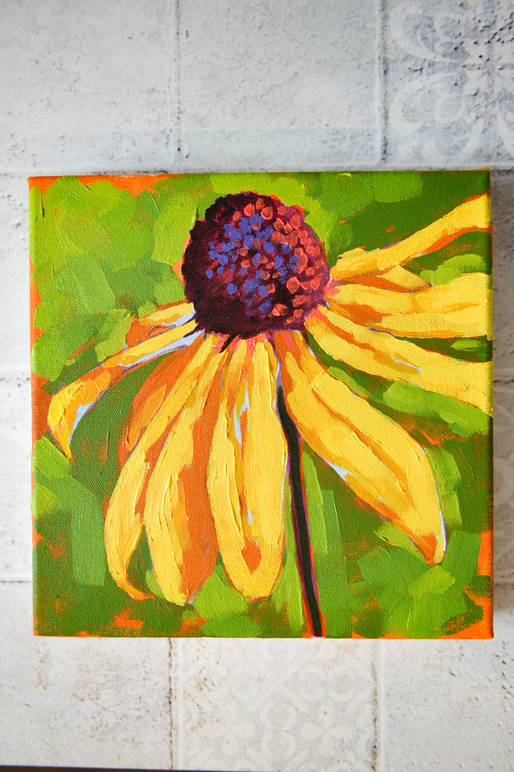 Demo Art: Black-Eyed Susan, Acrylic Painting, unframed – Hey Sweet Art